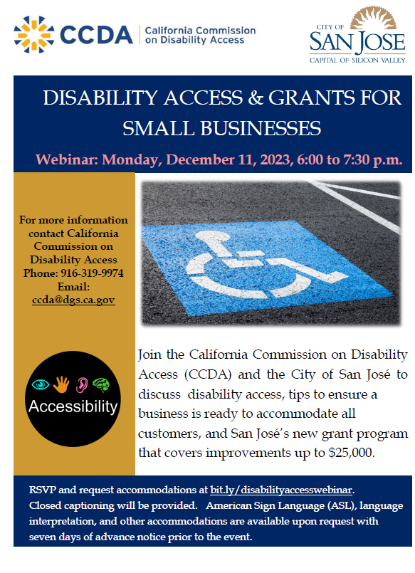 The CCDA and City of San Jose - Disability Access and Grants for Small ...